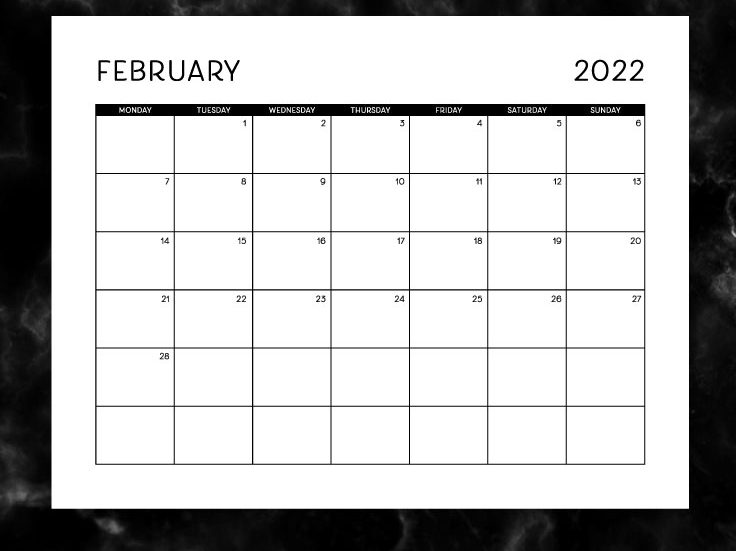 February 2022 Dated Monthly Calendars – Free Download | Hello Planner ...