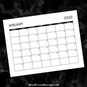 January 2022 Dated Monthly Calendar – Free Download | Hello Planner ...