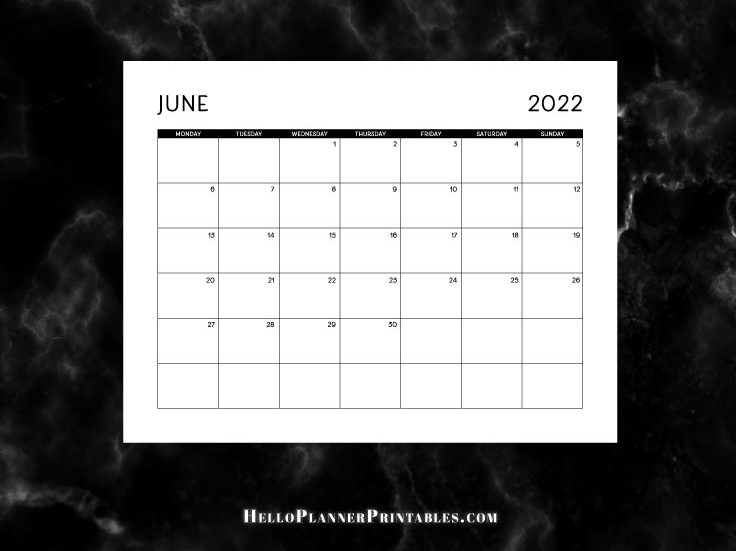 June 2022 Dated Monthly Calendars – Free Download | Hello Planner ...